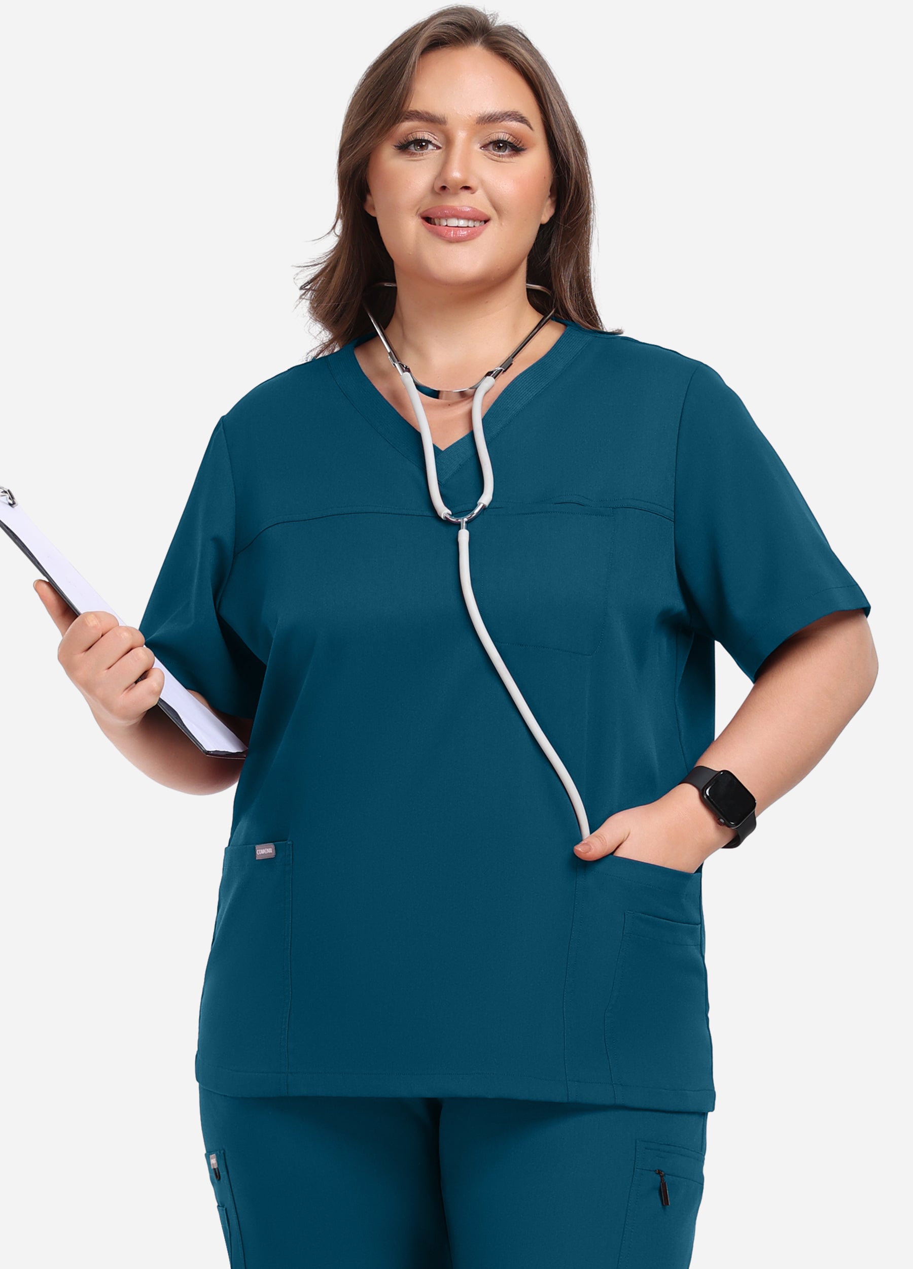 StyleFlex™ Plus Size Scrub Top – COMENII